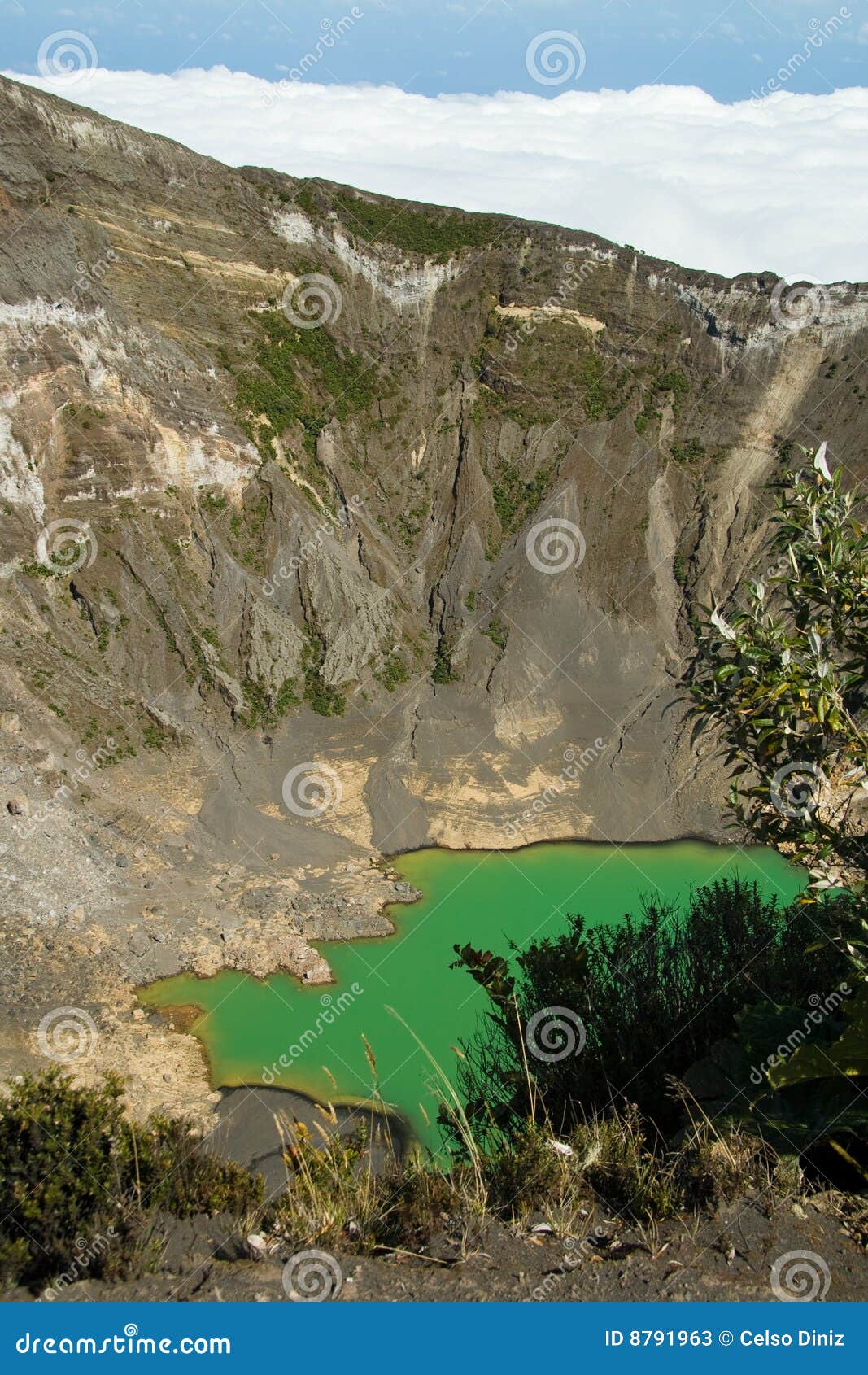 Irazu Volcano Crater stock image. Image of blue, rocky - 8791963