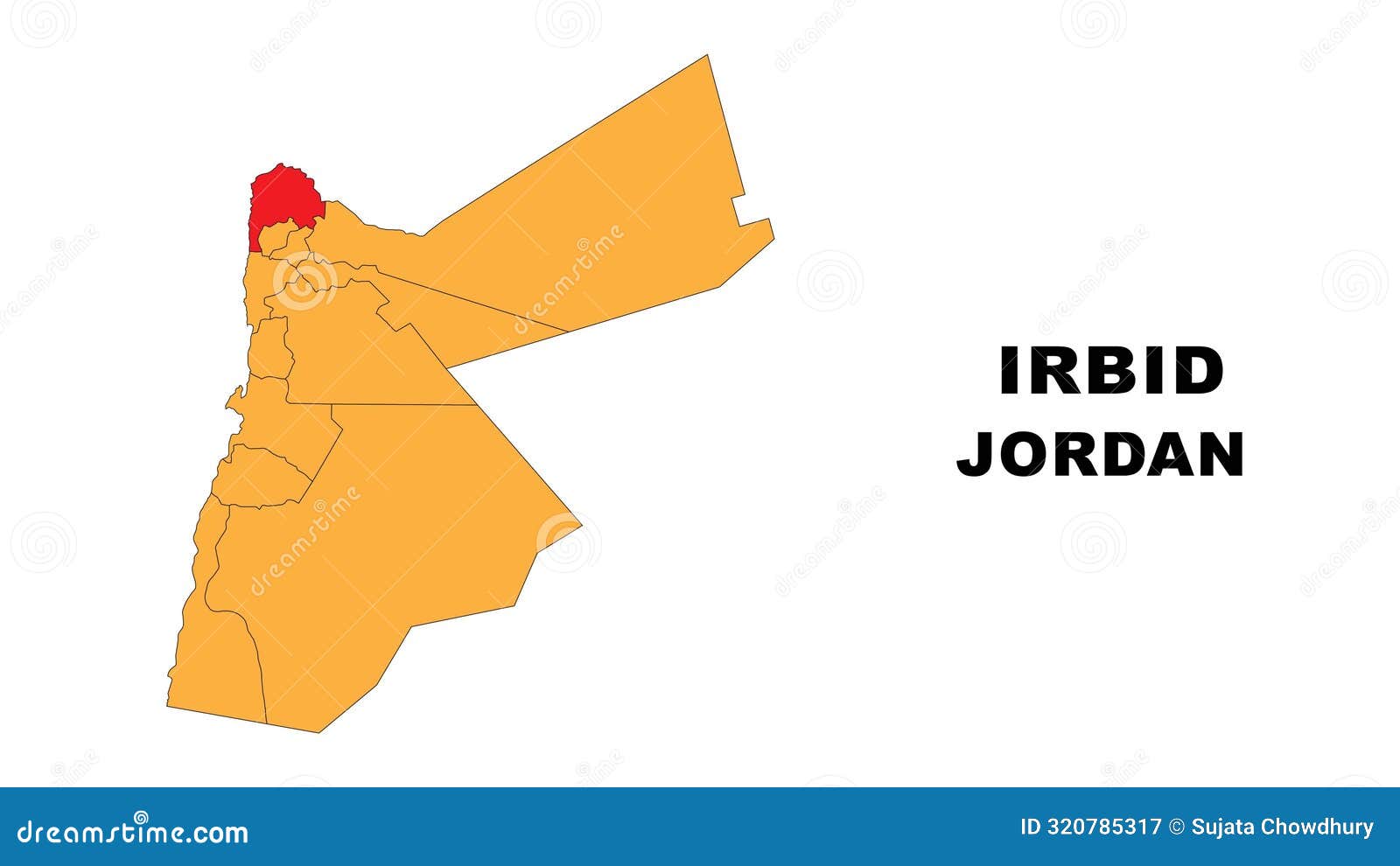 Irbid Map in Jordan. Vector Map of Jordan Stock Vector - Illustration ...