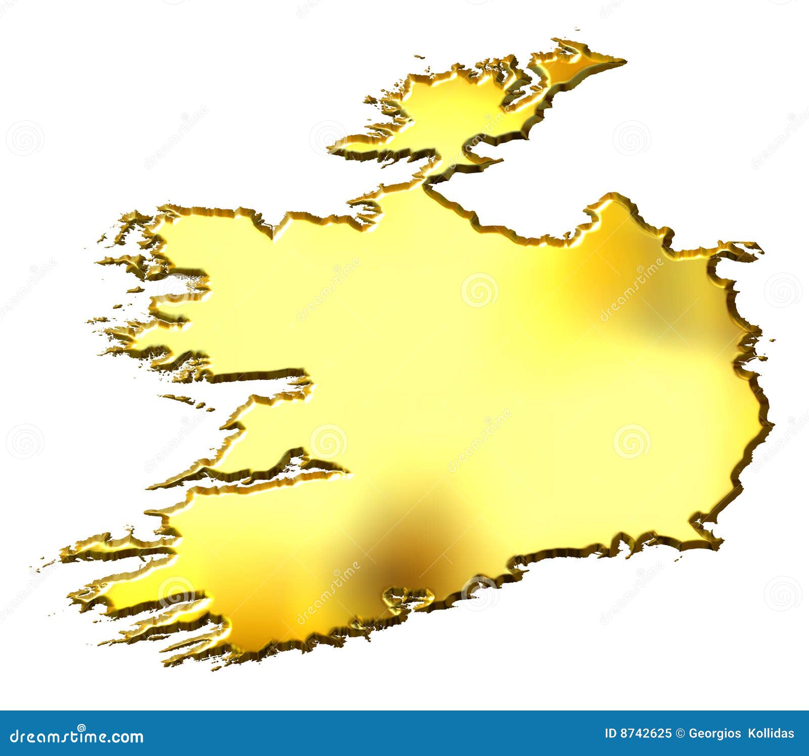 Ireland 3d Golden Map stock illustration. Illustration of artistic ...