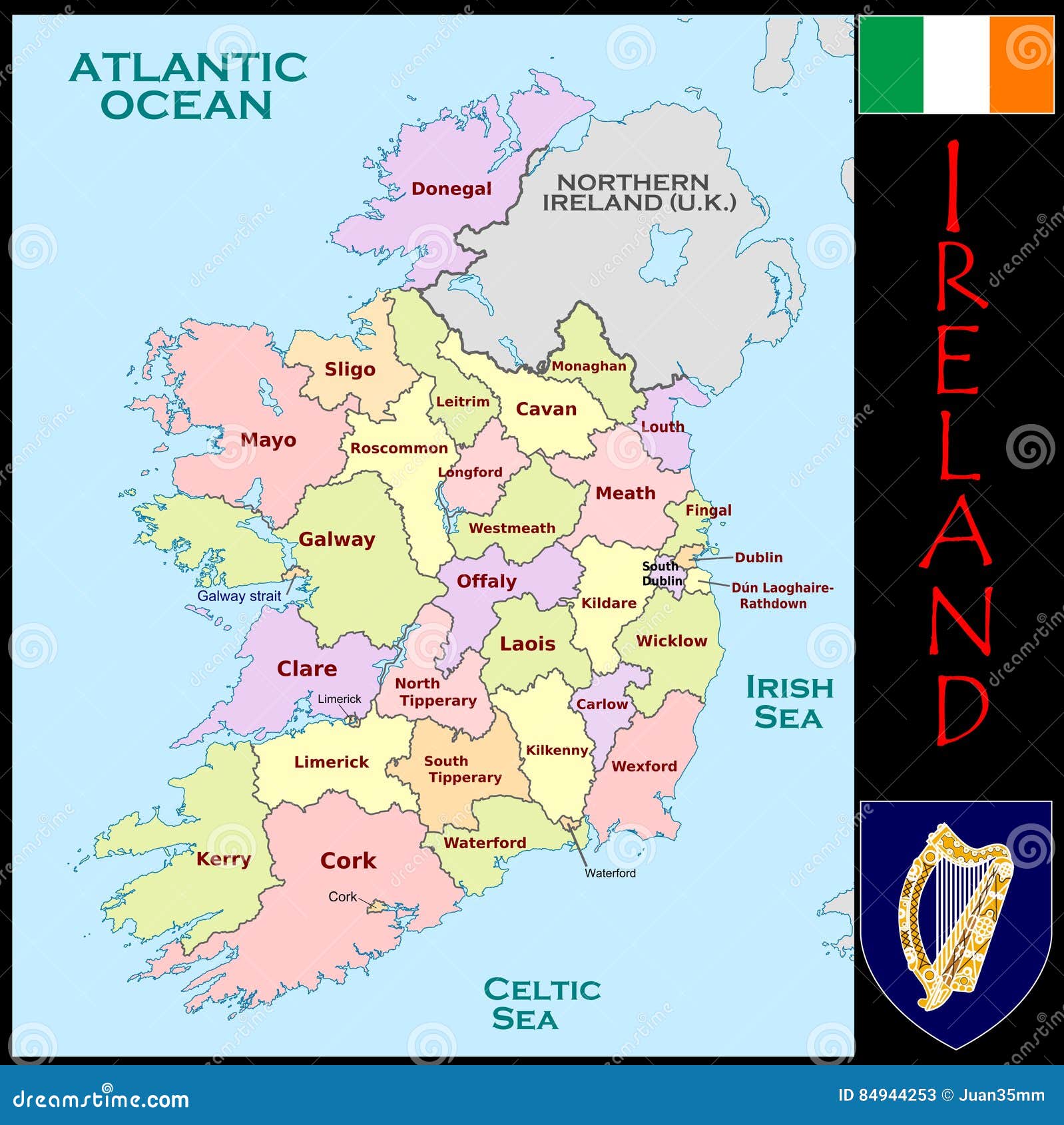 Ireland Administrative Divisions Stock Illustration - Illustration of ...