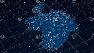 Ireland Blue Map Big Data Visualization. Futuristic Map Infographic ...