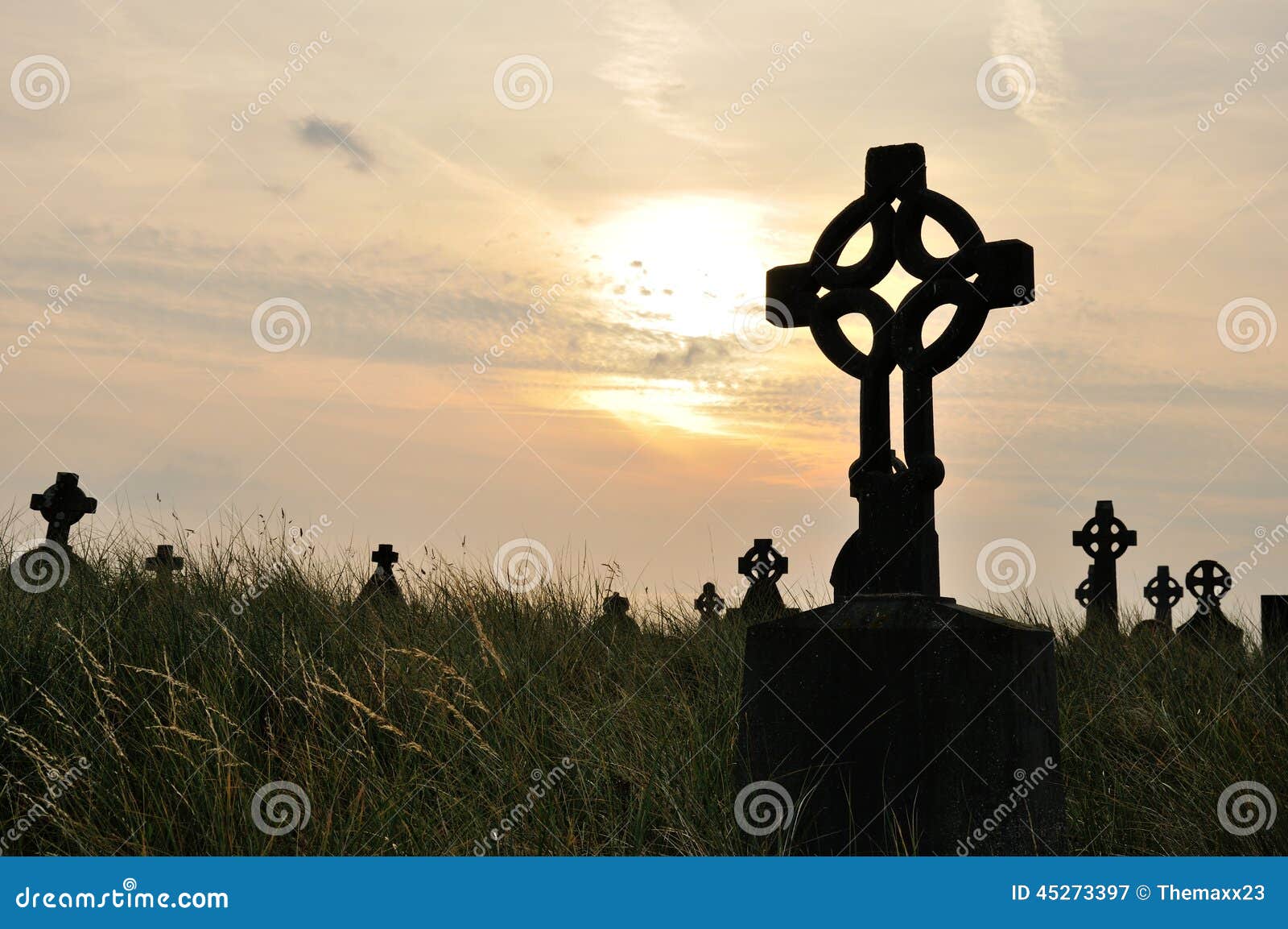 Ireland Cemetery at Sunset 1 Stock Image - Image of foreshortening ...