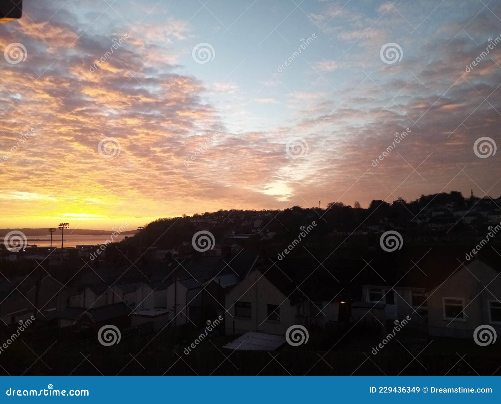 Ireland Colourful Sunset Over Town Stock Image - Image of sunset ...