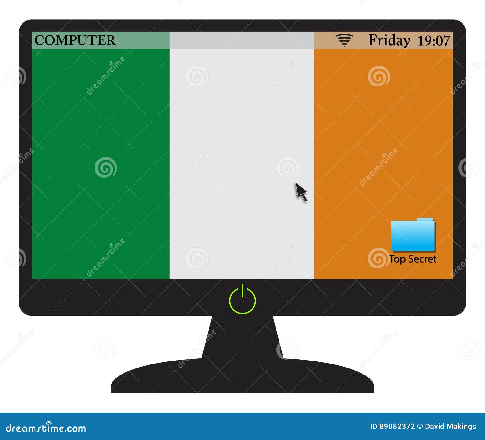 Ireland Computer Screen with on Button Stock Illustration ...