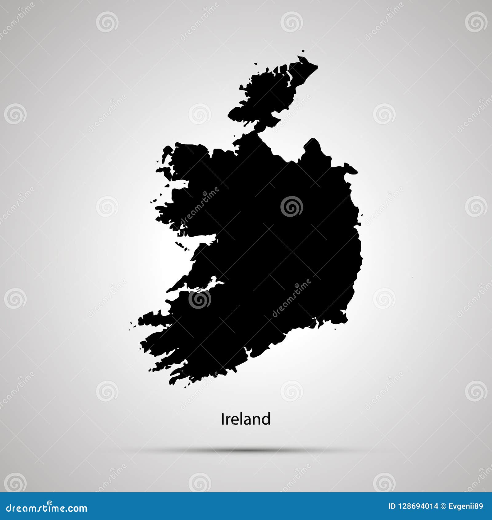 Ireland Country Map, Simple Black Silhouette on Gray Stock Vector ...