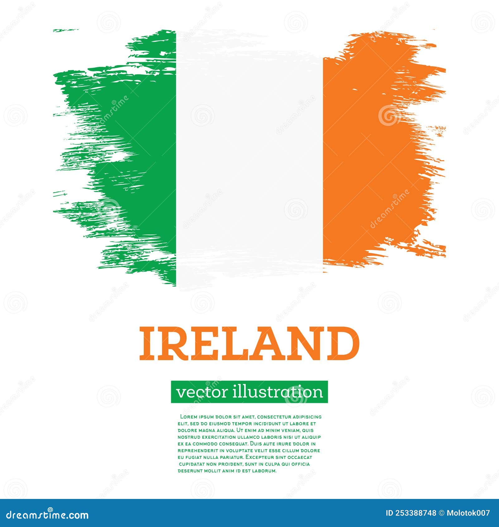 Ireland Flag with Brush Strokes. Independence Day Stock Vector ...