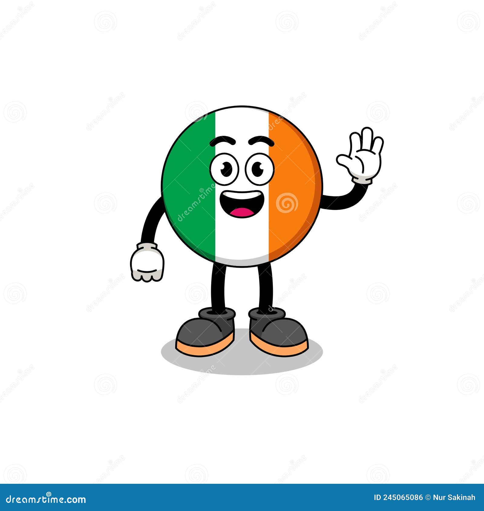 Ireland Flag Cartoon Doing Wave Hand Gesture Stock Vector ...