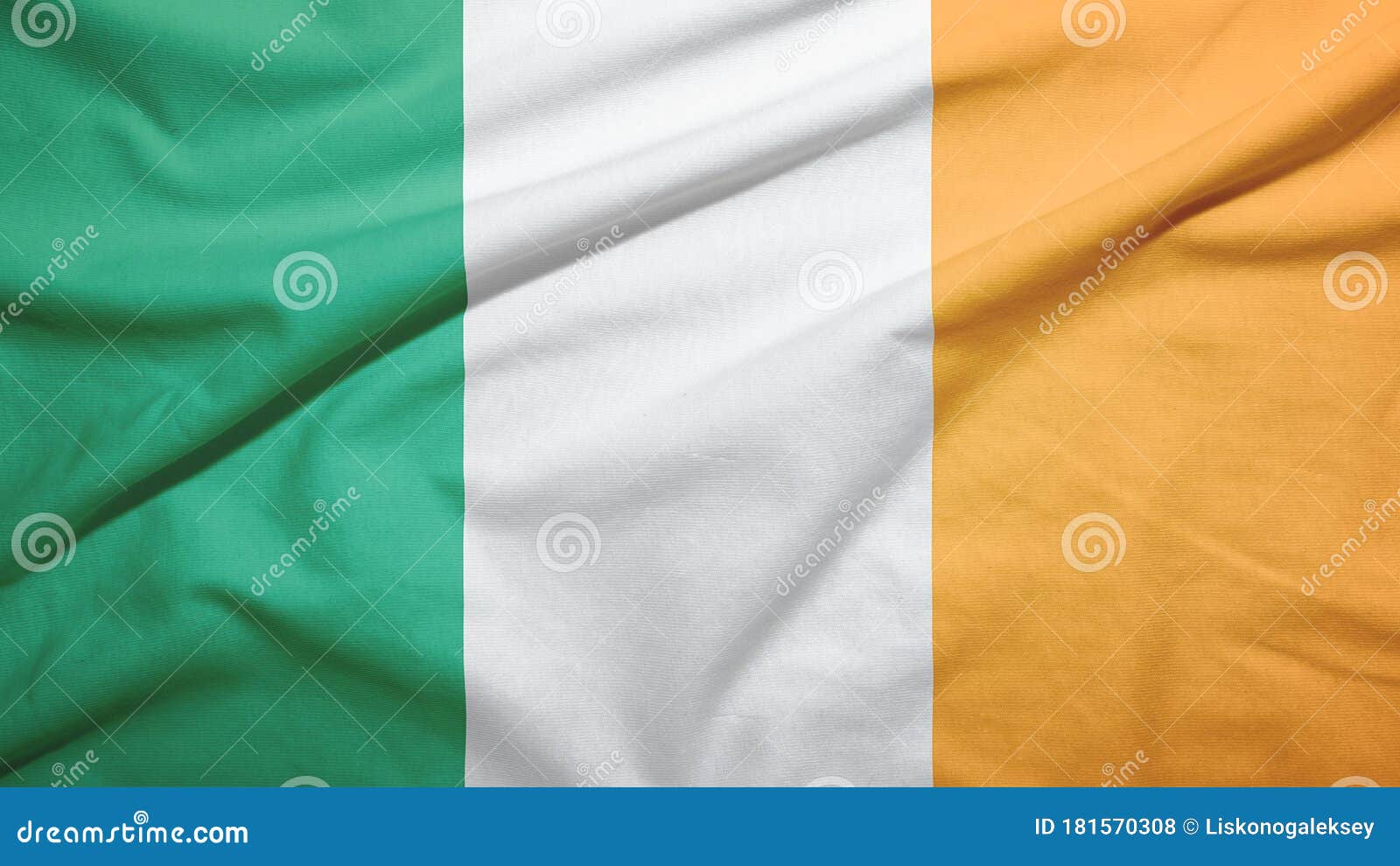 Ireland Flag with Fabric Texture Stock Photo - Image of wave, poster ...