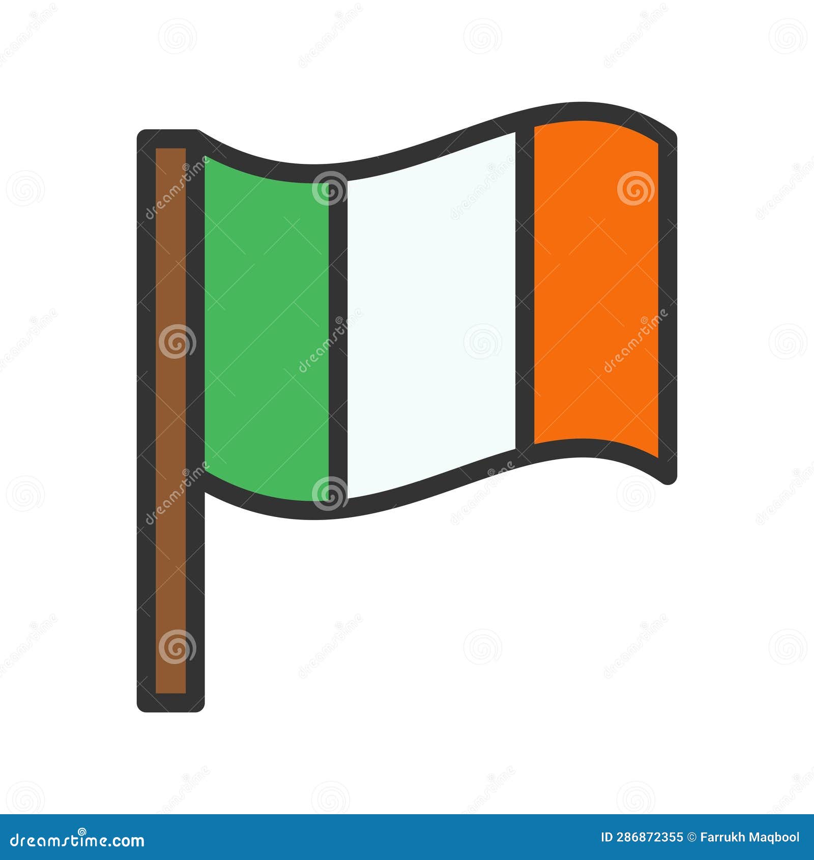 Ireland Flag Icon Image. stock illustration. Illustration of green ...