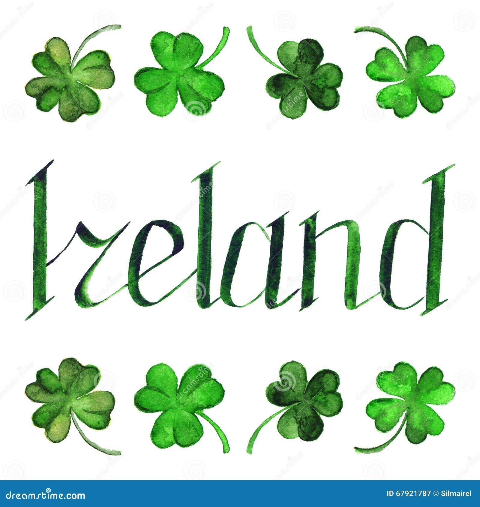 Ireland Green Phrase Word Lettering Typographic Isolated Stock ...
