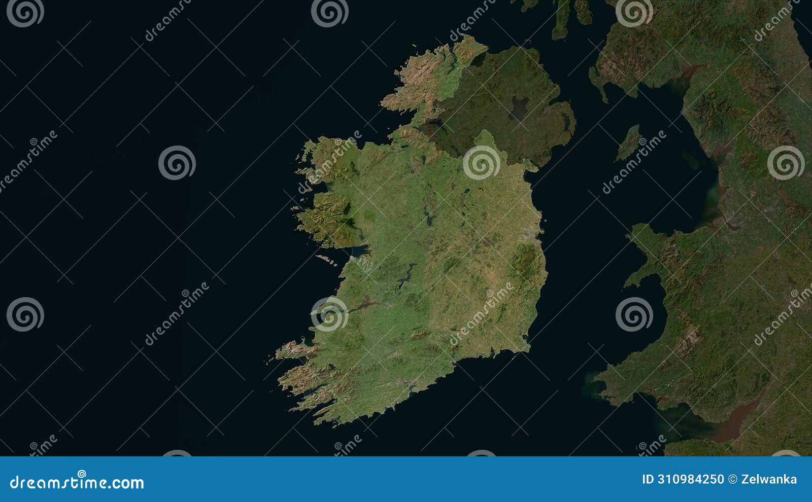 Ireland Highlighted. Low-res Satellite Stock Illustration ...