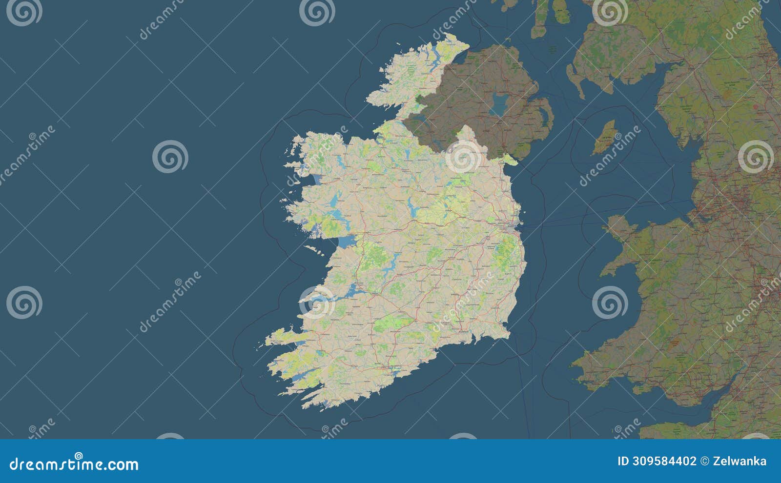 Ireland Highlighted. Topo Standard Stock Illustration - Illustration of ...