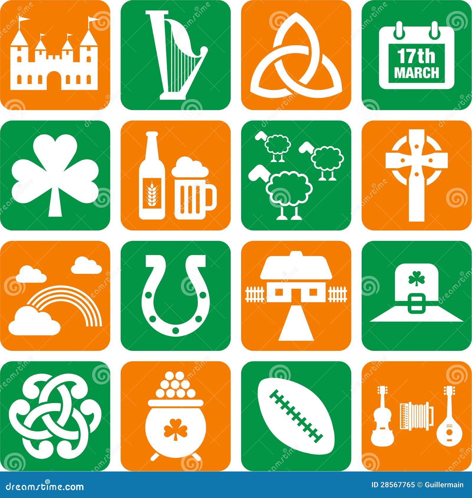 Ireland icons stock vector. Illustration of culture, instrument - 28567765