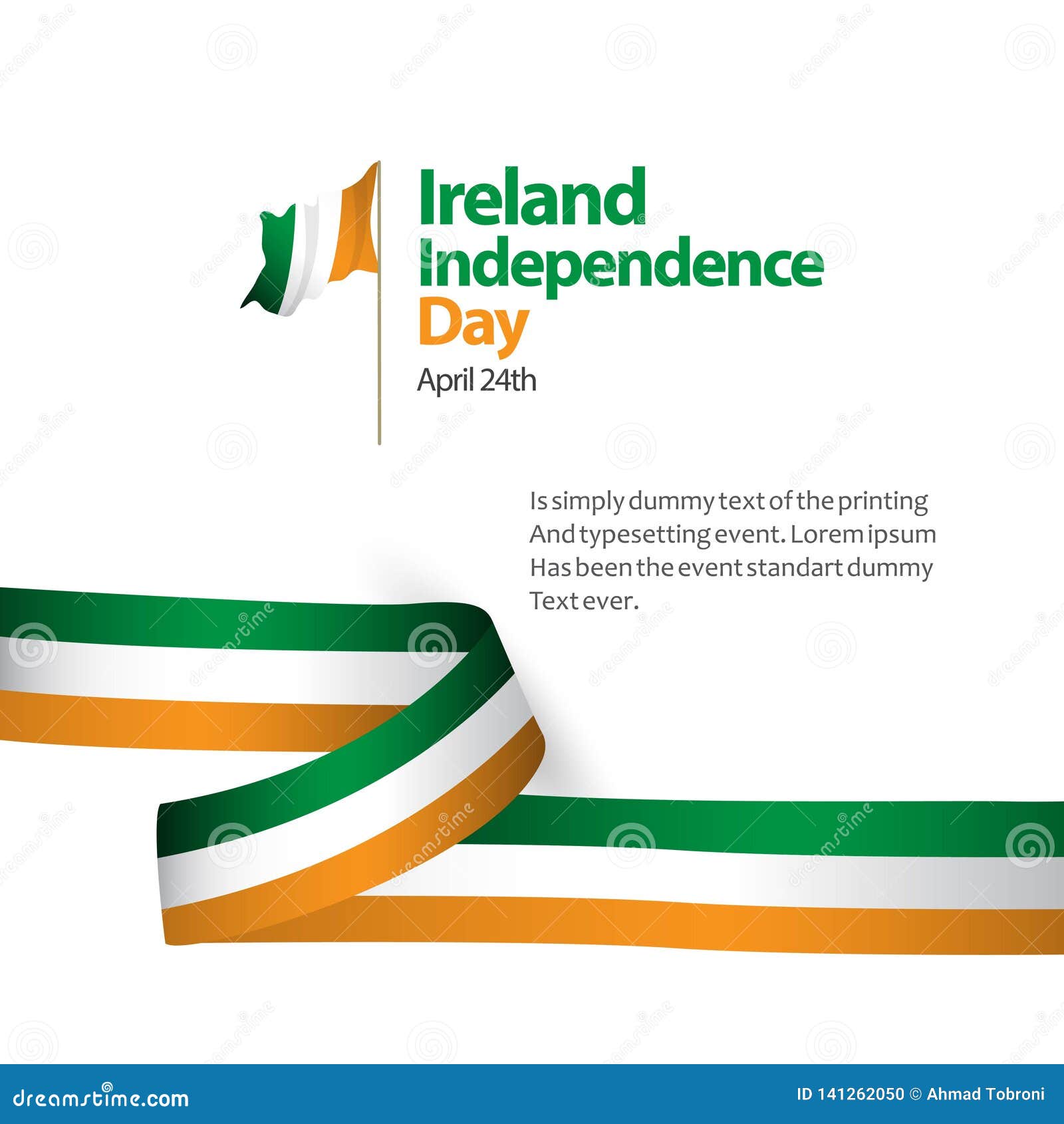 Ireland Independence Day Template Design With Country Flag And Text ...