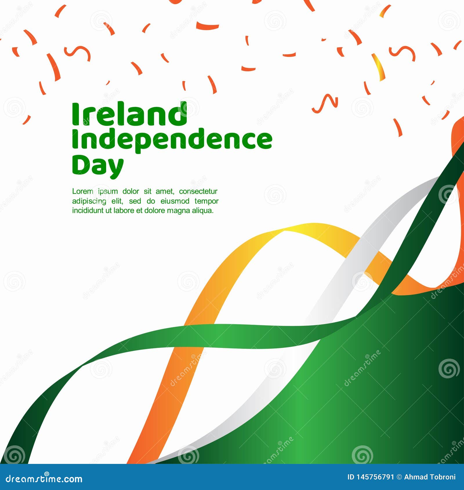 Ireland Independence Day Vector Template Design Illustration Stock ...