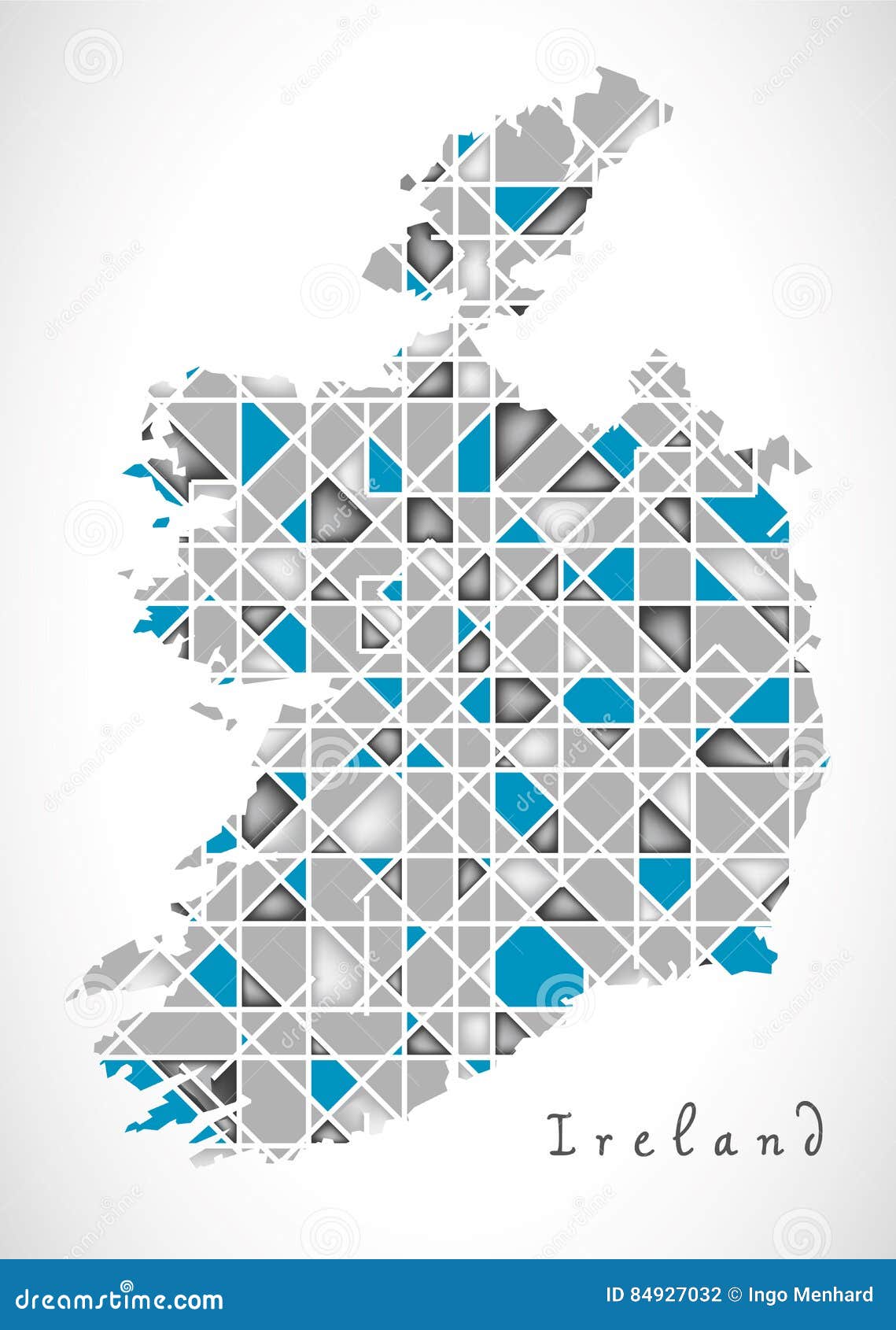 Ireland Map Crystal Diamond Style Artwork Stock Illustration ...