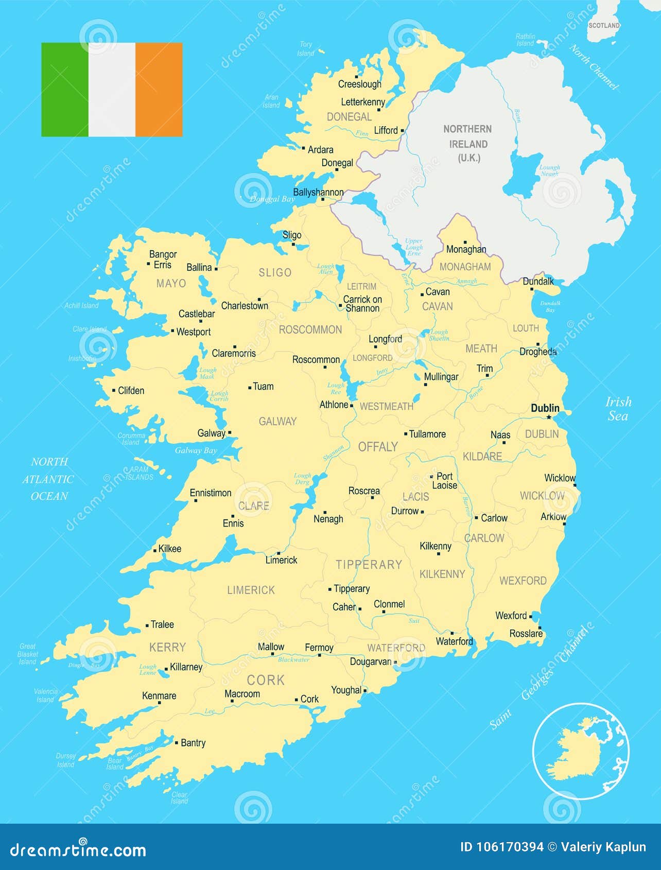 Ireland Map - Detailed Vector Illustration Stock Illustration ...
