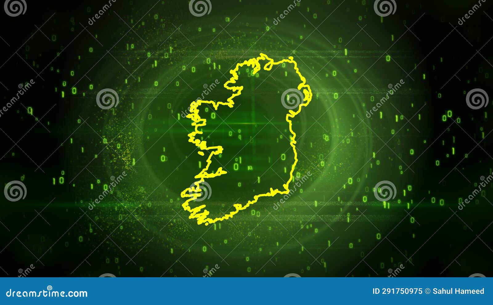 Ireland Map on Digital Background Stock Illustration - Illustration of ...