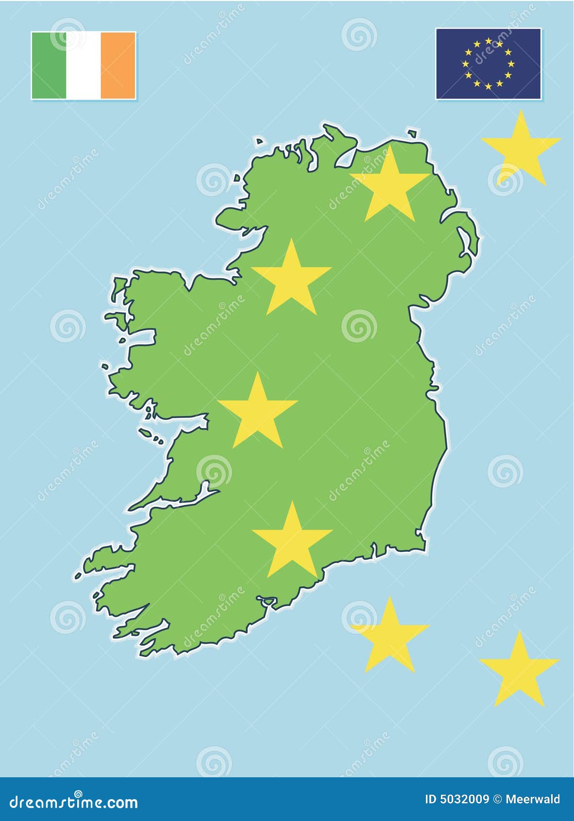 Ireland Map & EU Flag Picture. Image: 5032009