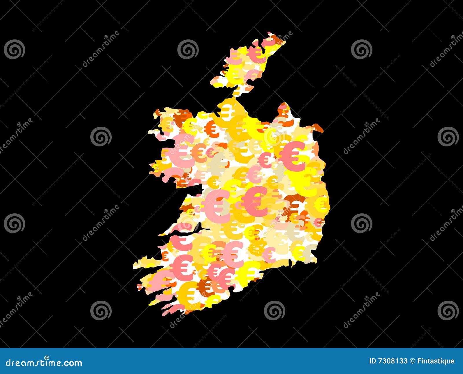Ireland map with euros stock vector. Illustration of nation - 7308133