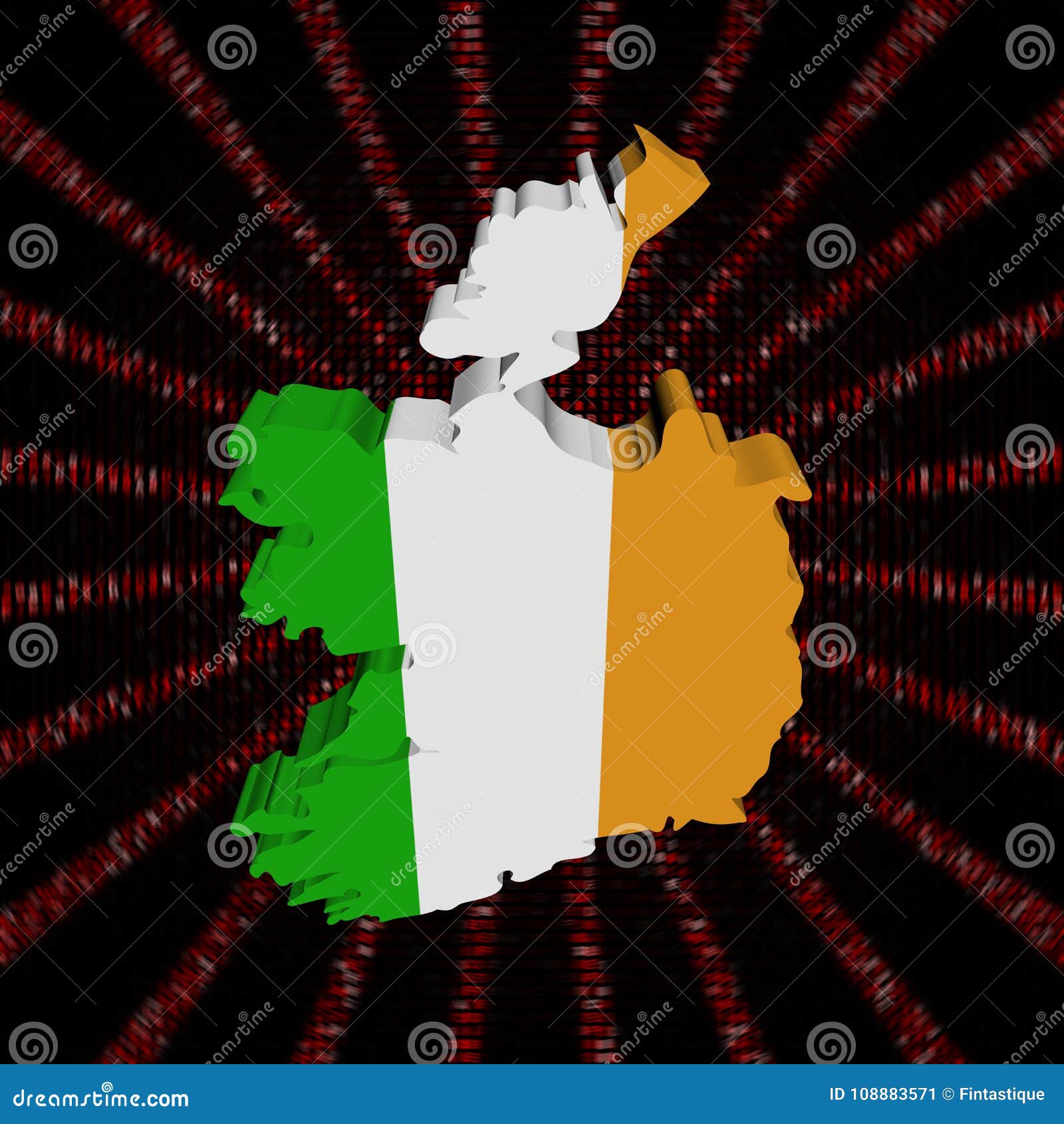 Ireland Map Flag on Red Hex Code Burst Illustration Stock Illustration ...