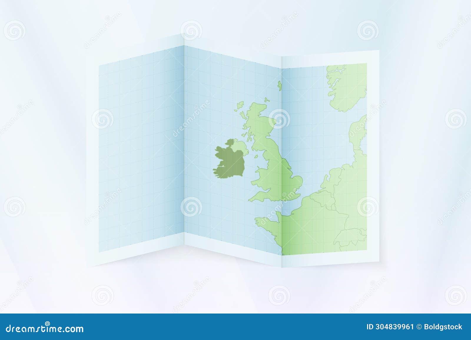 Ireland Map, Folded Paper with Ireland Map Stock Vector - Illustration ...