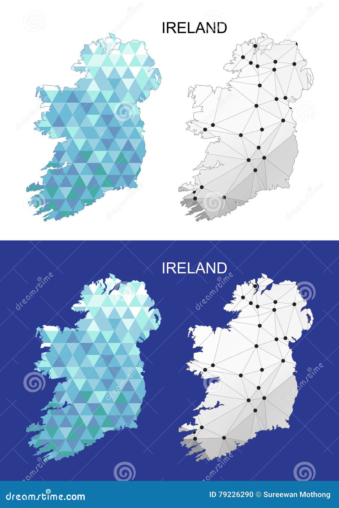 Ireland Map in Geometric Polygonal Style. Abstract Gems Triangle. Stock ...