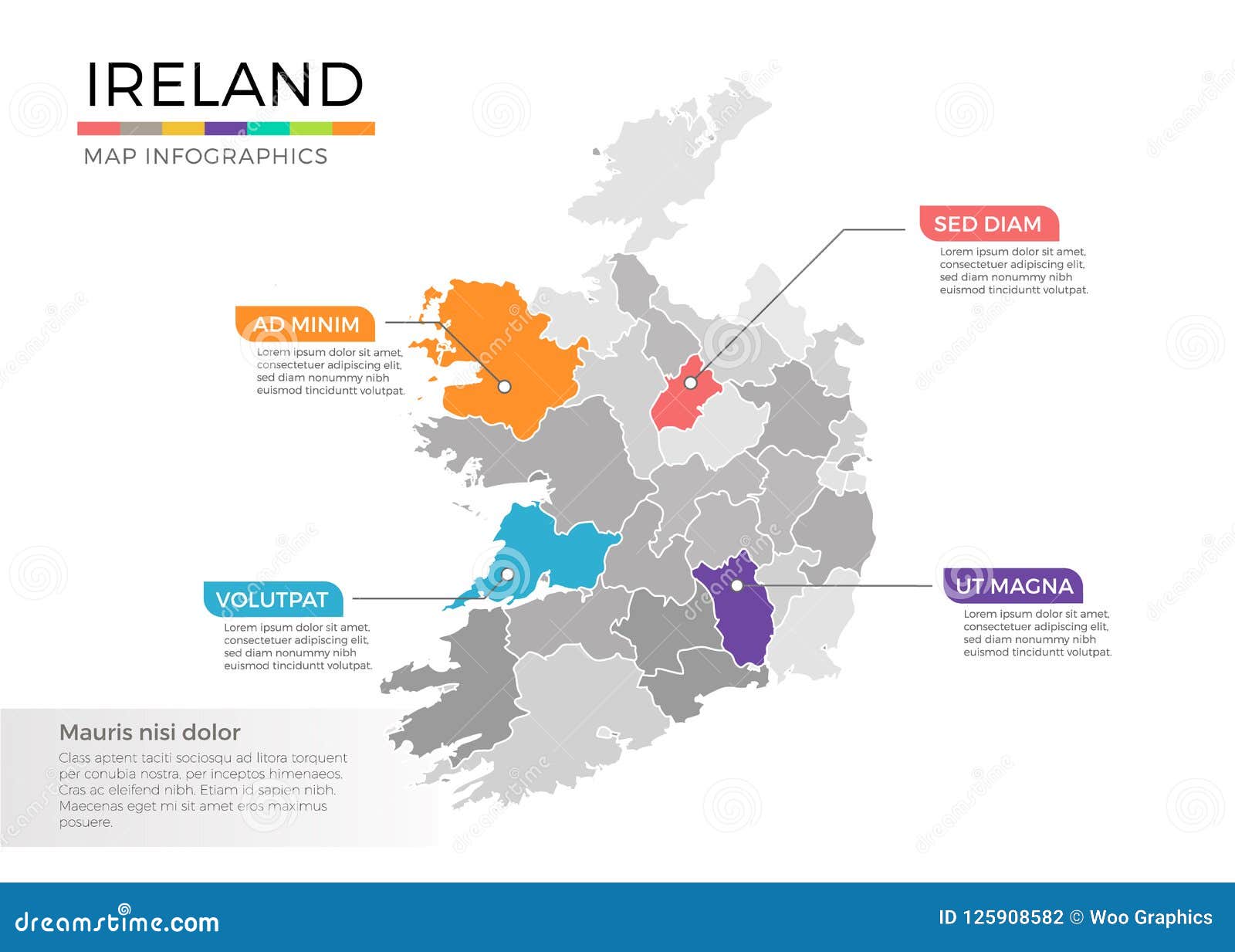 Infographics Map Of Ireland With Administrative Divisions Into ...