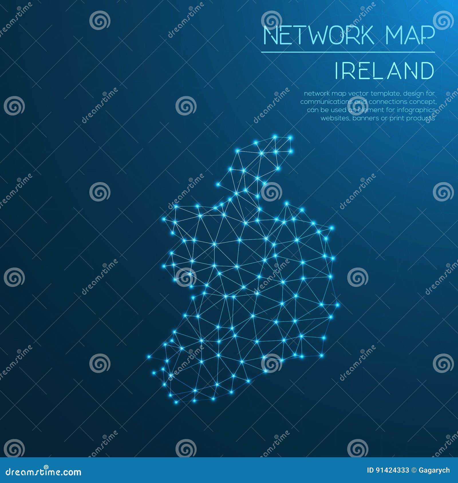 Ireland network map. stock vector. Illustration of light - 91424333