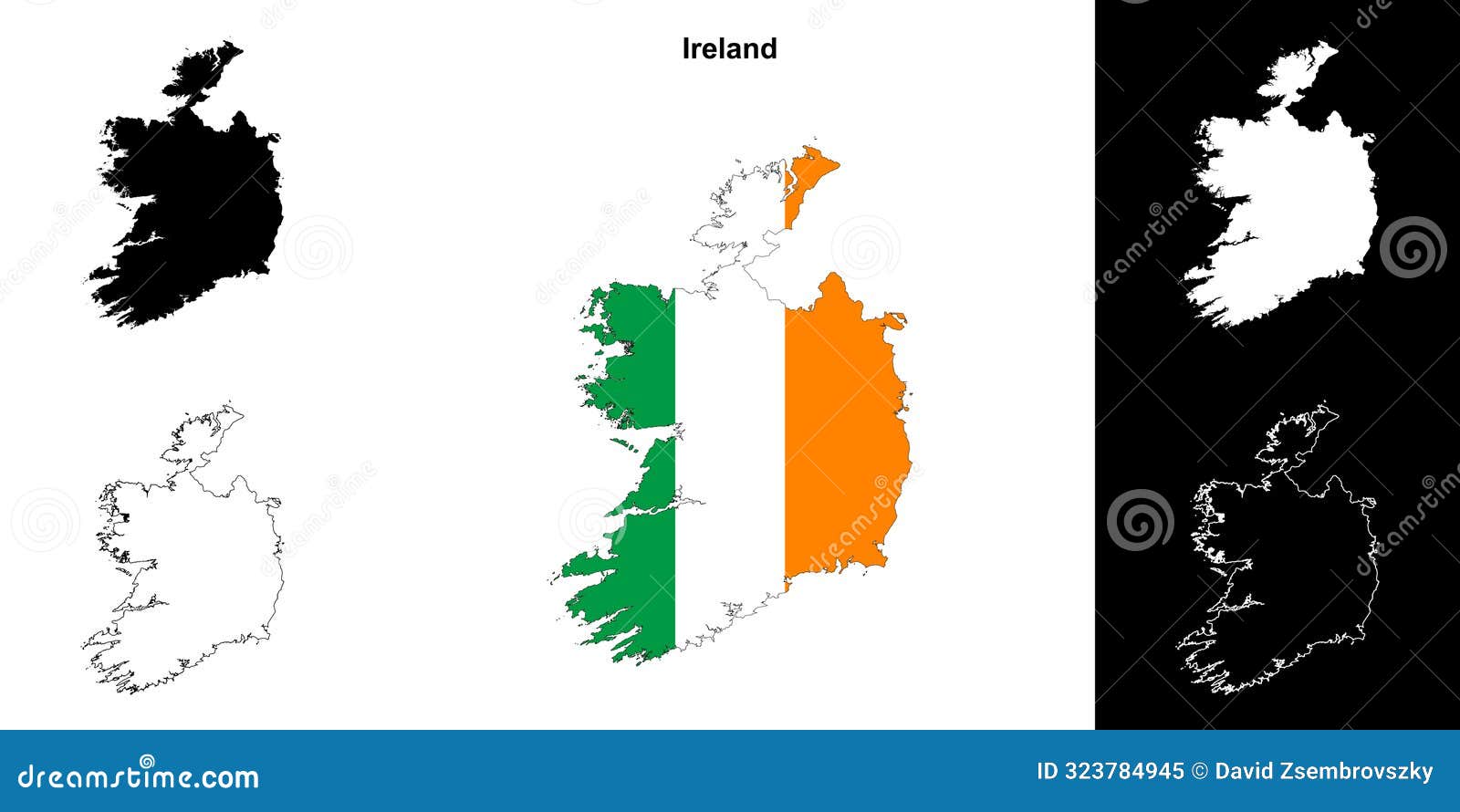 Ireland outline map stock illustration. Illustration of contour - 323784945