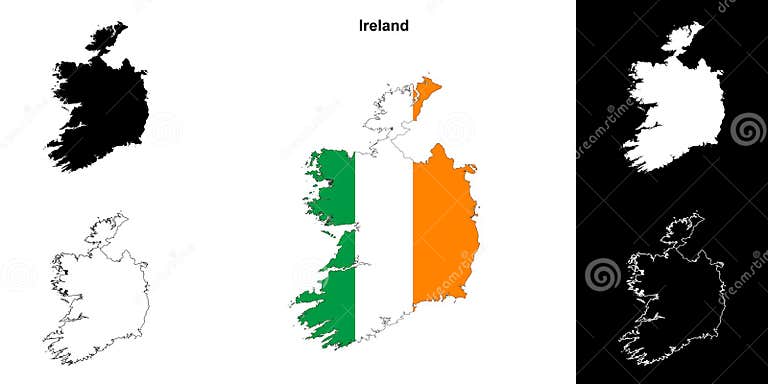 Ireland outline map stock illustration. Illustration of contour - 323784945