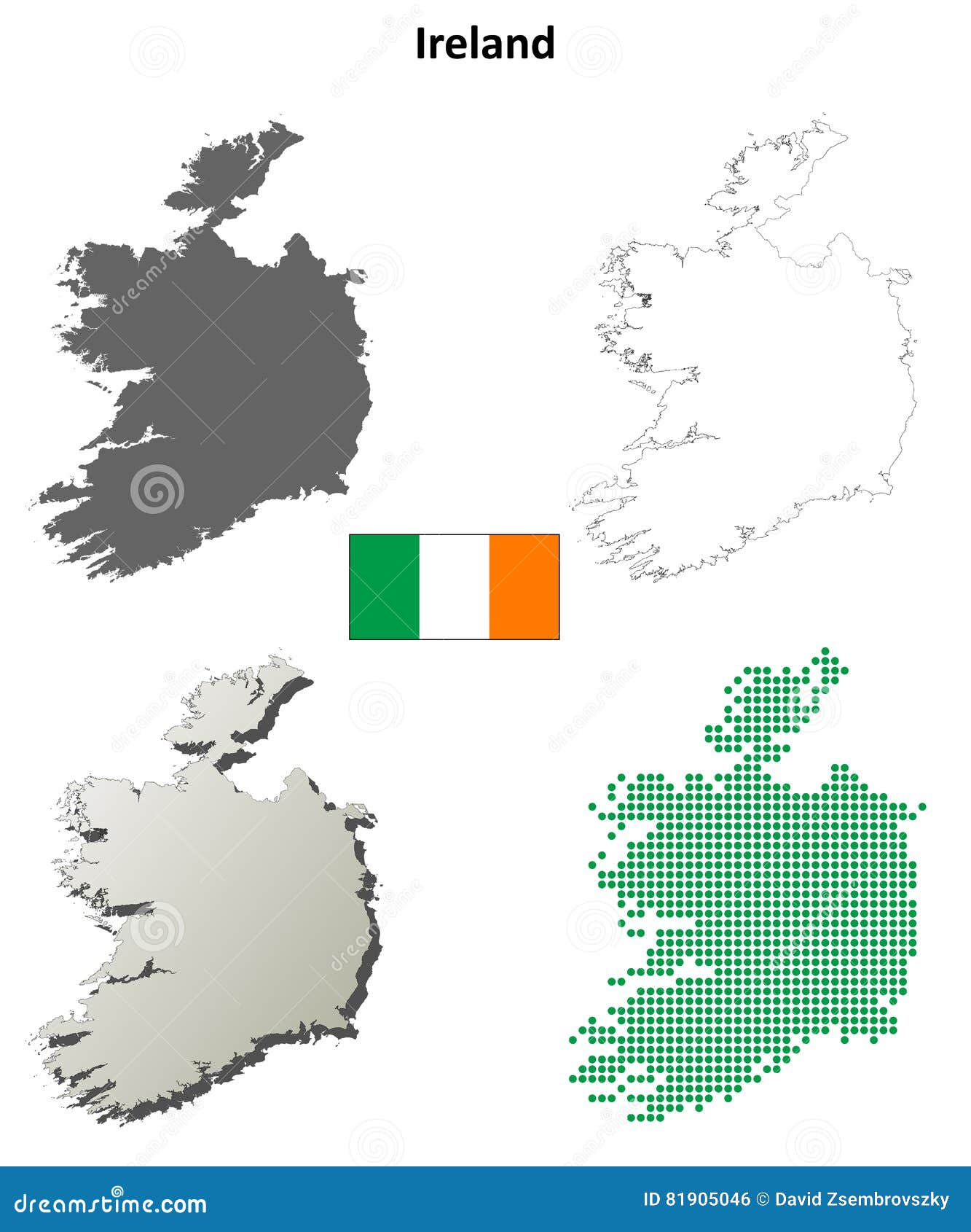 Ireland outline map set stock vector. Illustration of cartography ...