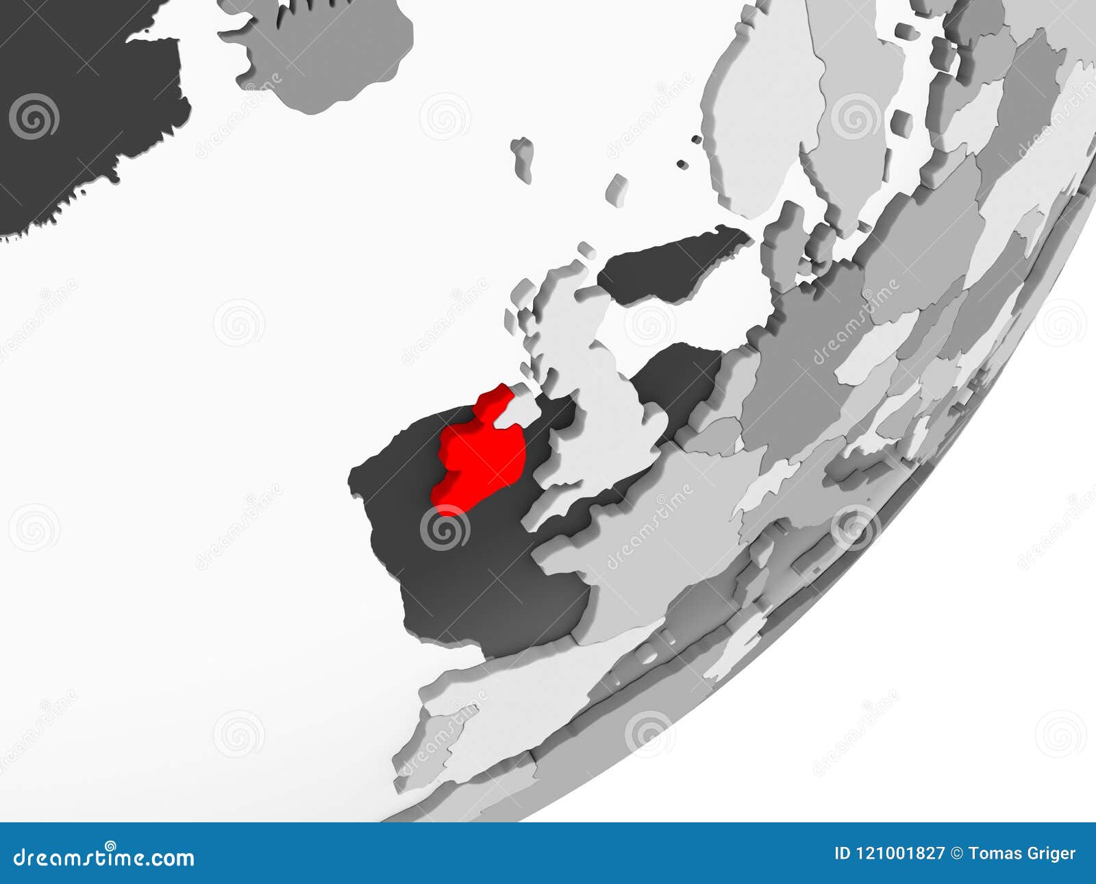 Ireland in red on grey map stock illustration. Illustration of grey ...