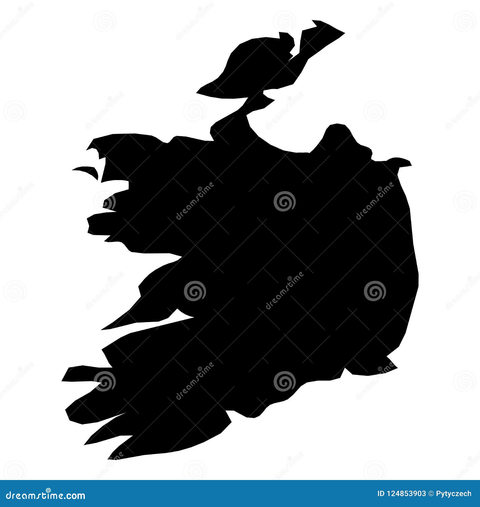 Ireland - Solid Black Silhouette Map of Country Area. Simple Flat ...