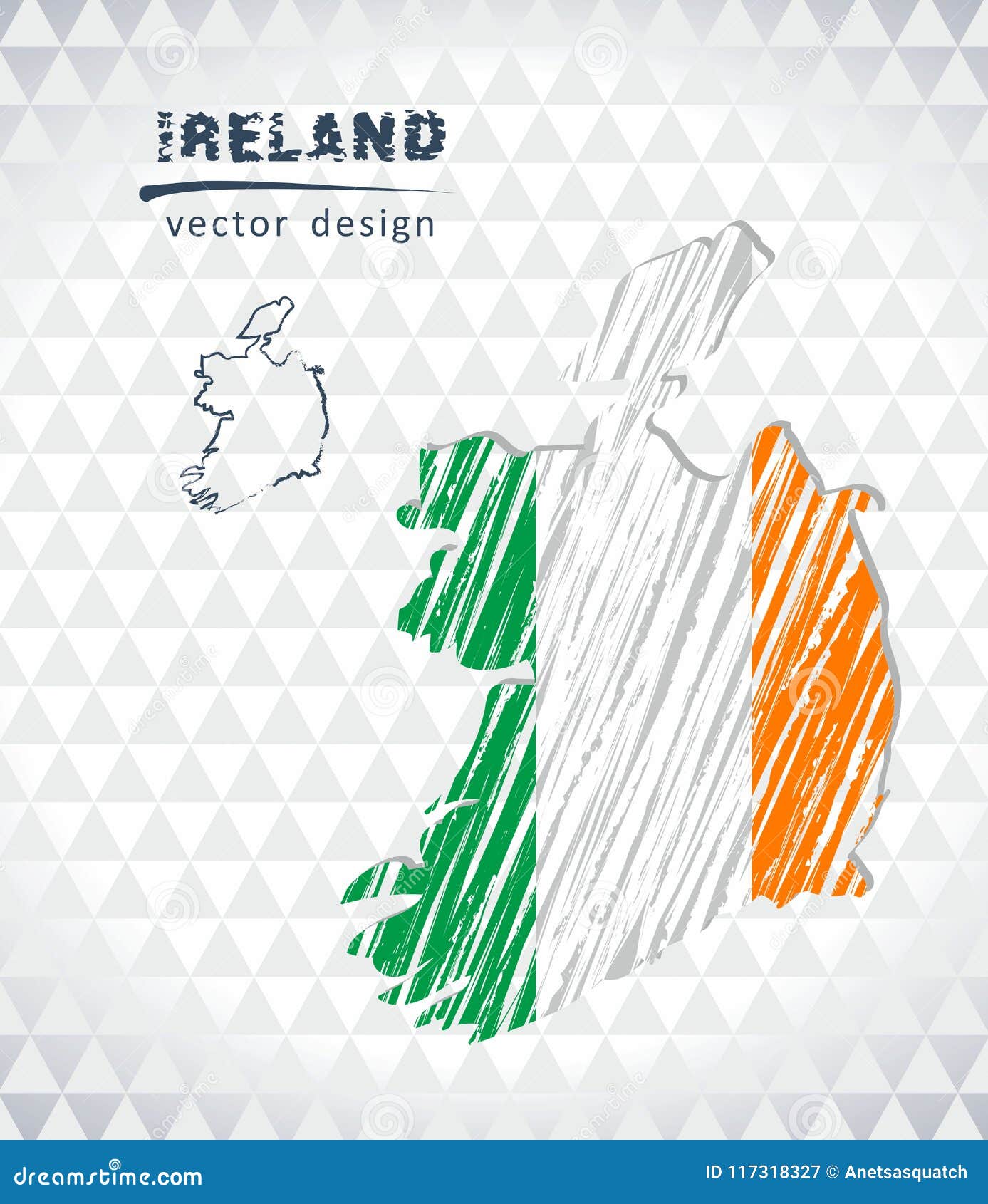 Ireland Vector Map with Flag Inside Isolated on a White Background ...