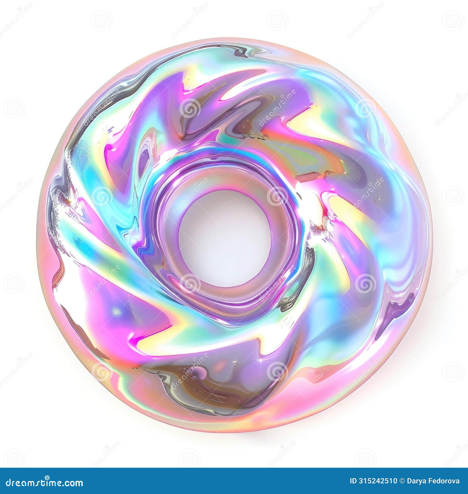 Iridescent Abstract Doughnut Shape with Vibrant Holographic Colors ...