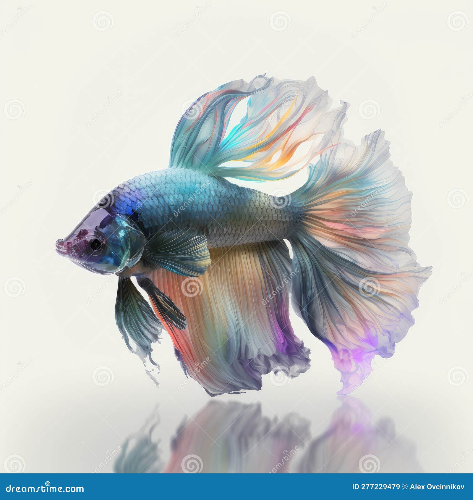 Iridescent Betta Fish Swimming in a Dreamlike World. Stock Illustration ...