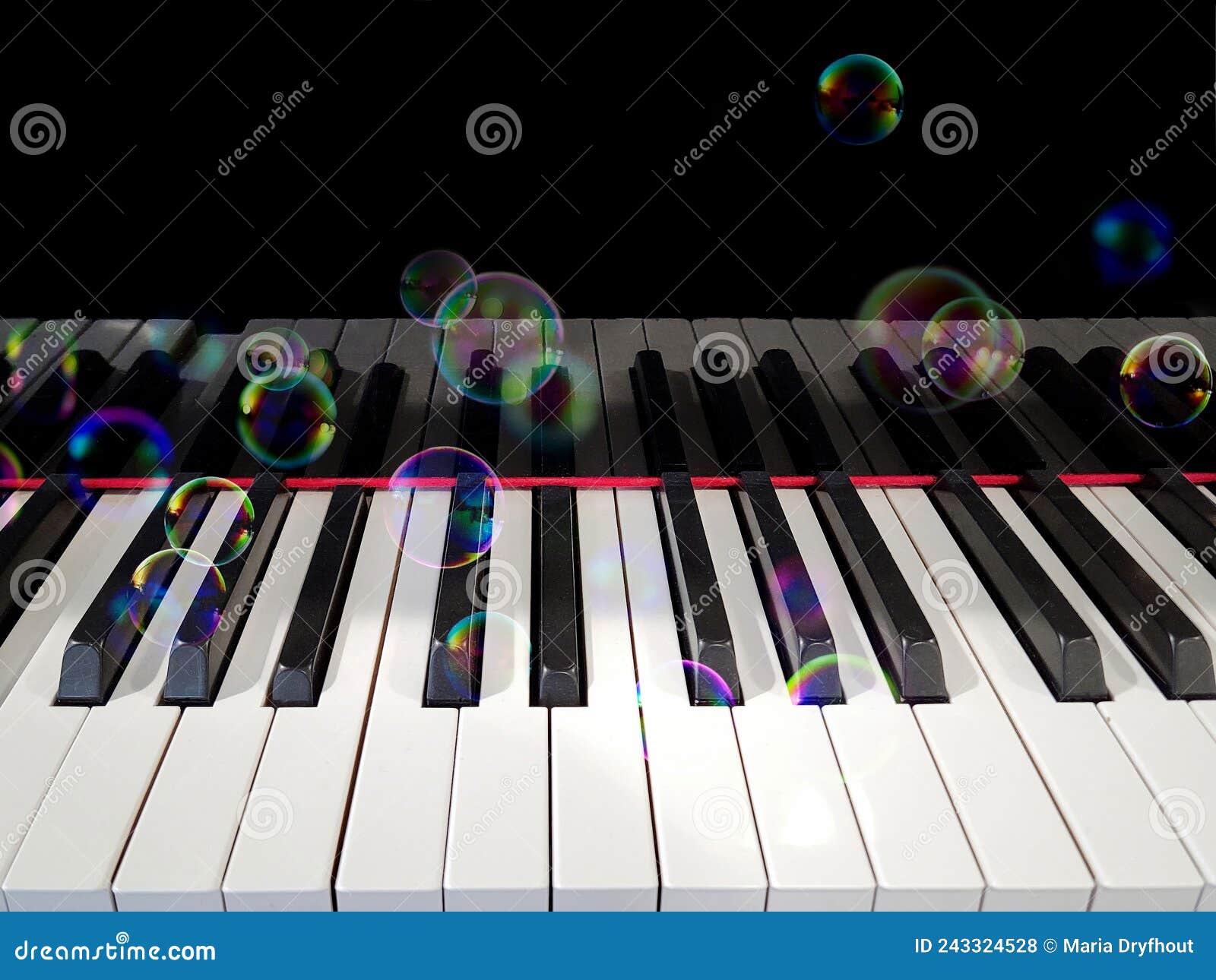 Iridescent Bubbles on Piano Keyboard Stock Photo - Image of classic ...
