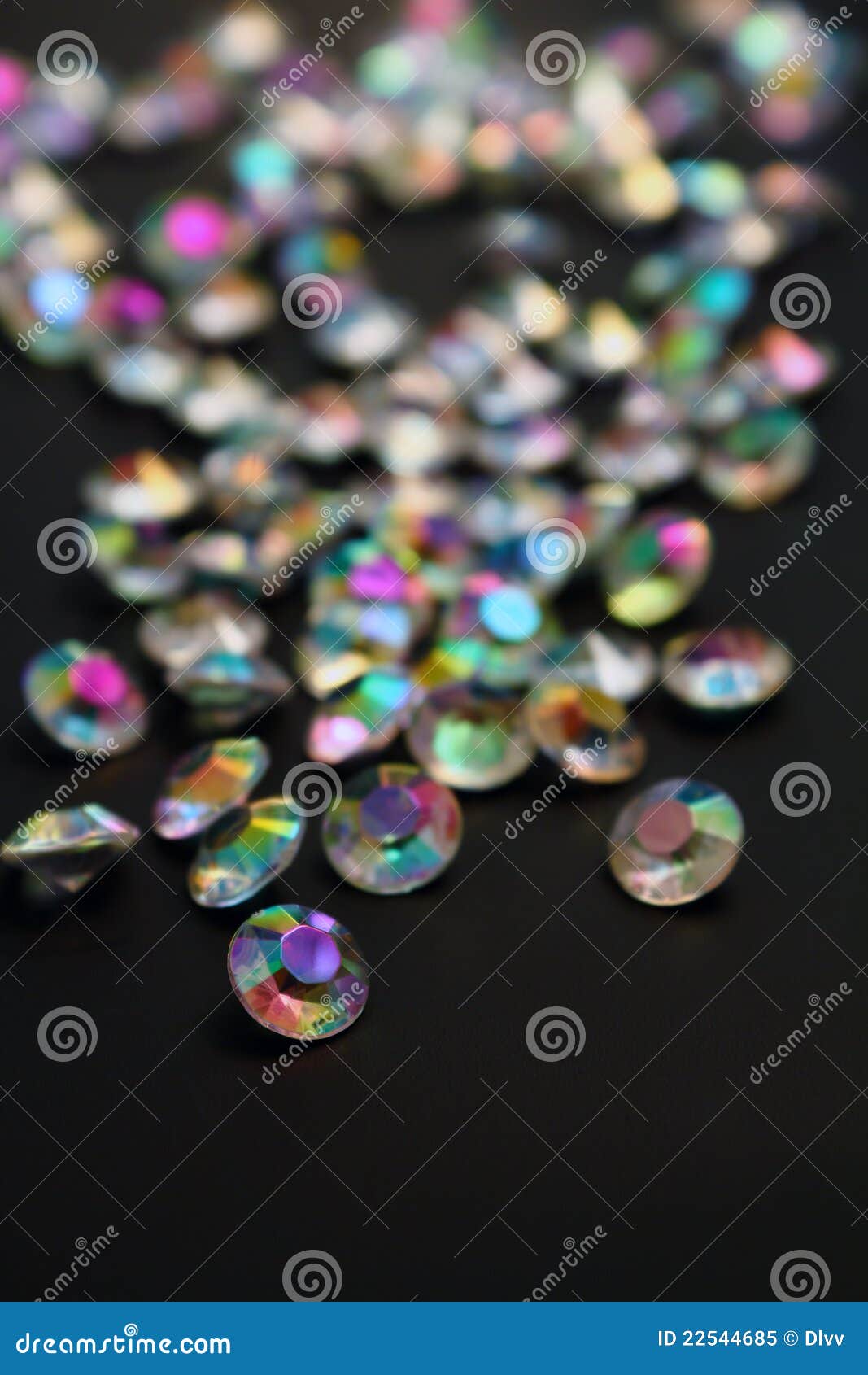 Iridescent Color Gems On A Black Stock Image - Image of glow, beautiful ...