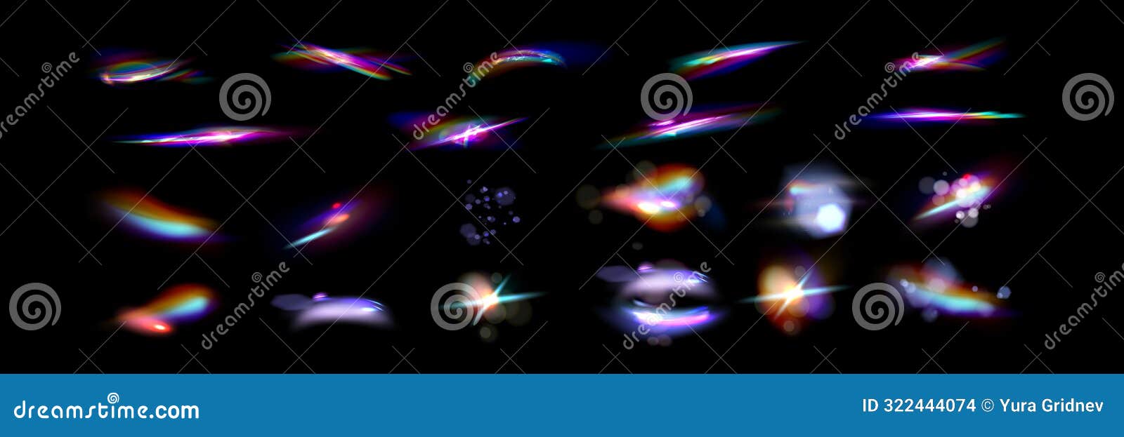 Iridescent Crystal Leak Glare Reflection Effect. Optical Rainbow Lights ...