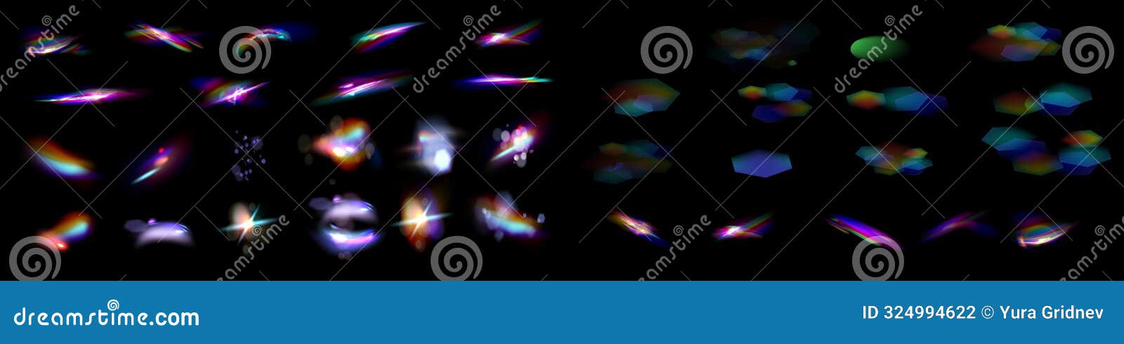 Iridescent Crystal Leak Glare Reflection Effect. Optical Rainbow Lights ...