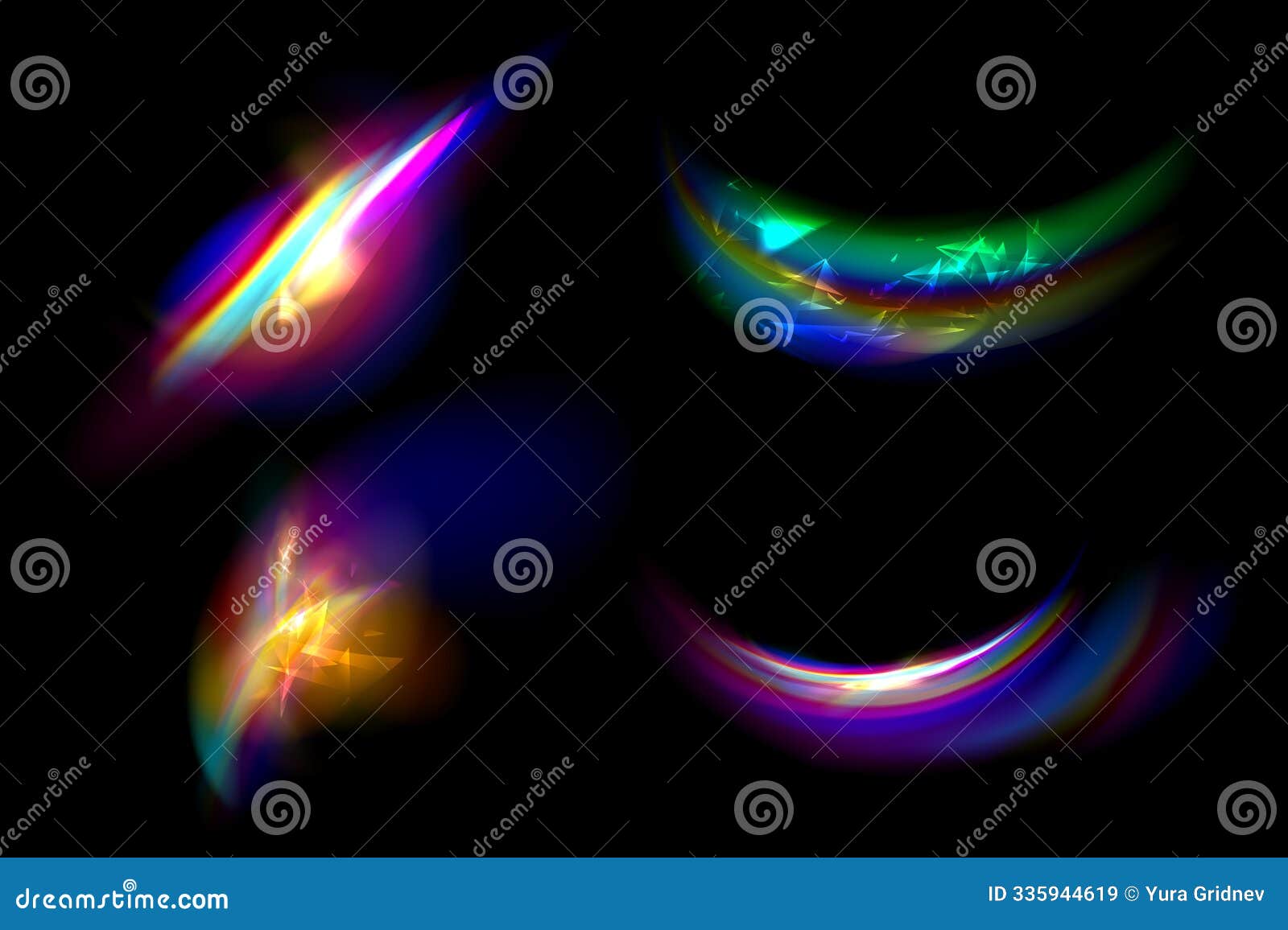 Iridescent Crystal Leak Glare Reflection Effect. Optical Rainbow Lights ...