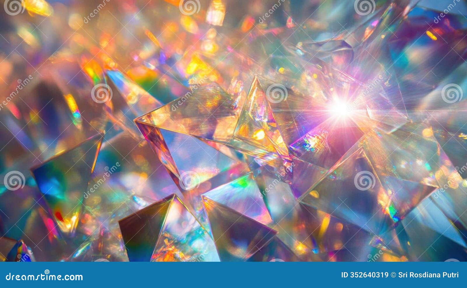Iridescent Crystal Prism, Light Refraction, Colorful Sparkle, Geometric ...