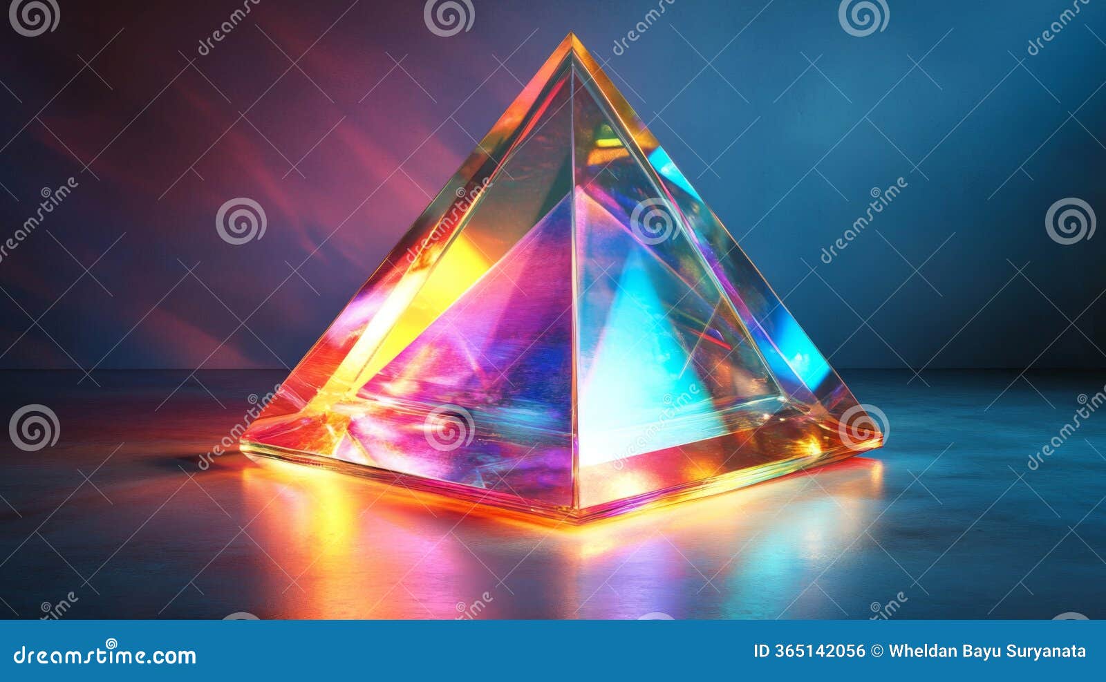 Pyramid With Refraction Light And Holographic Effect On Dark Background ...