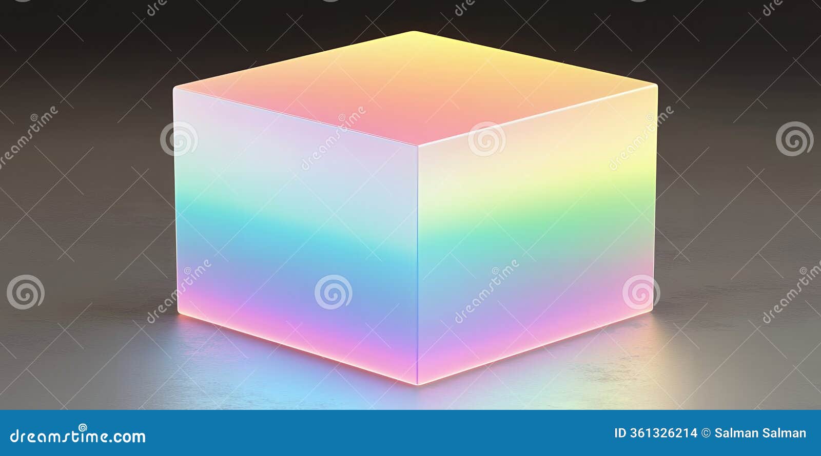 Iridescent Cube Holographic Prism Pastel Rainbow 3D Render Abstract ...