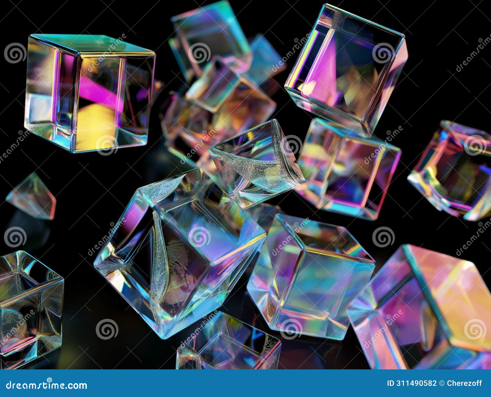 Iridescent Glass Cubes Floating in Space Stock Photo - Image of glass ...