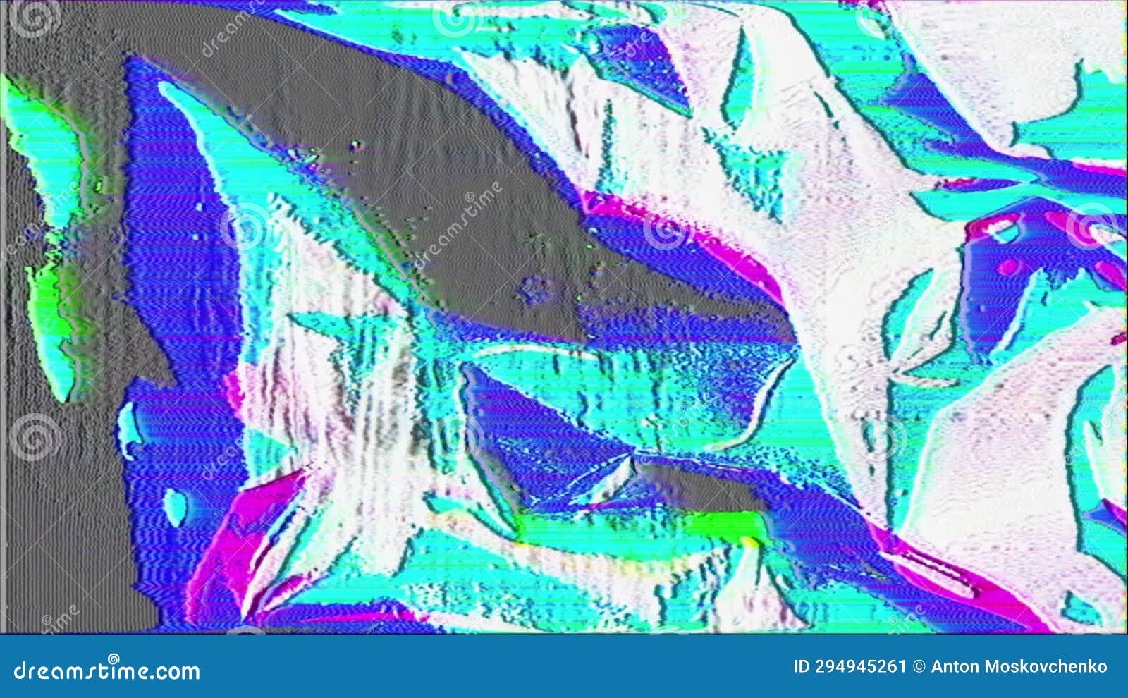 Iridescent Glitch Background with VHS Screen Noise and Texture. Stock ...