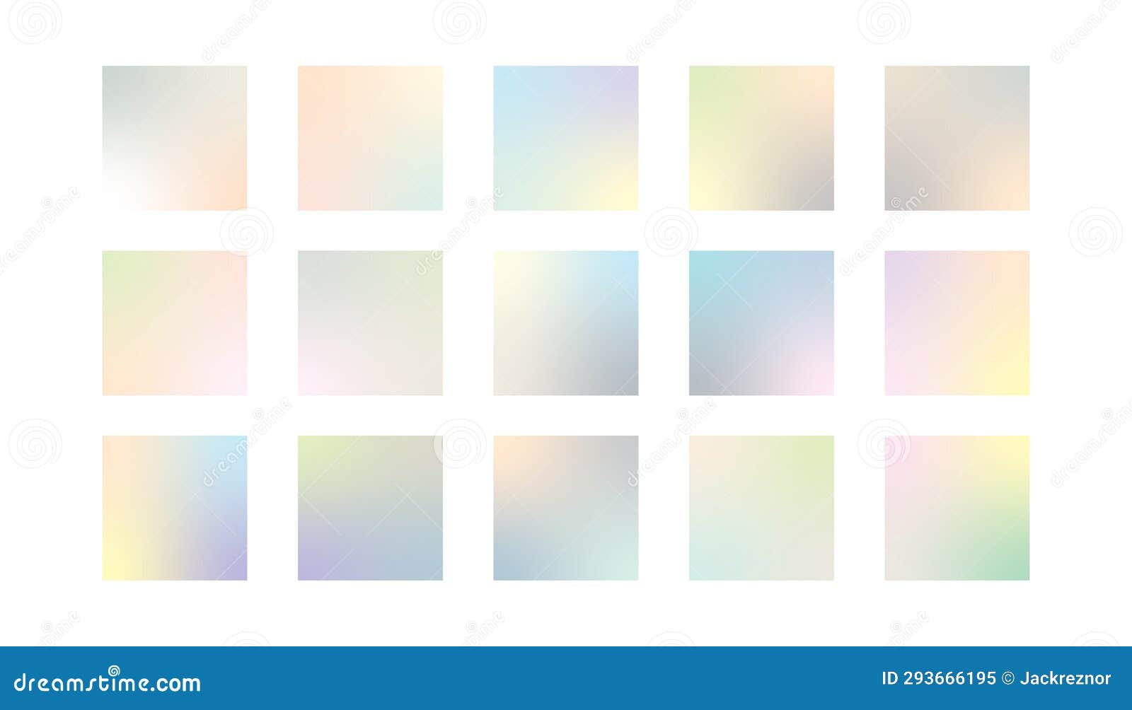 Iridescent Holographic Gradient Set. Pastel Color Collection Stock ...