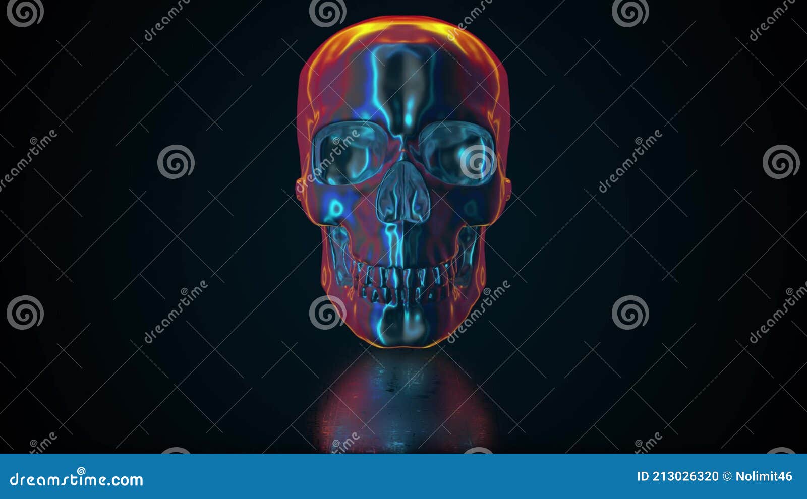 Iridescent Human Skull, Computer Generated. 3d Rendering of Abstract ...