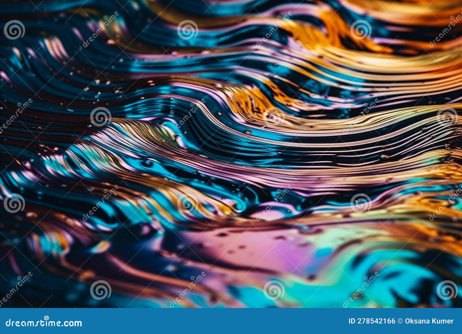Iridescent Liquid Metal Surface With Ripples. Abstract Background ...